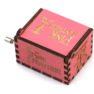 GameHola | Pink Panther Music Box Hand Crank Carved Wooden Musical Box